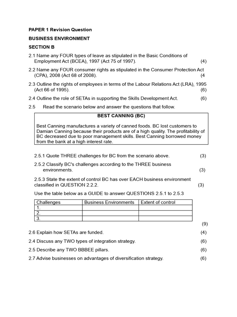 PAPER 1 Revision Questions | PDF | Recruitment | Employment