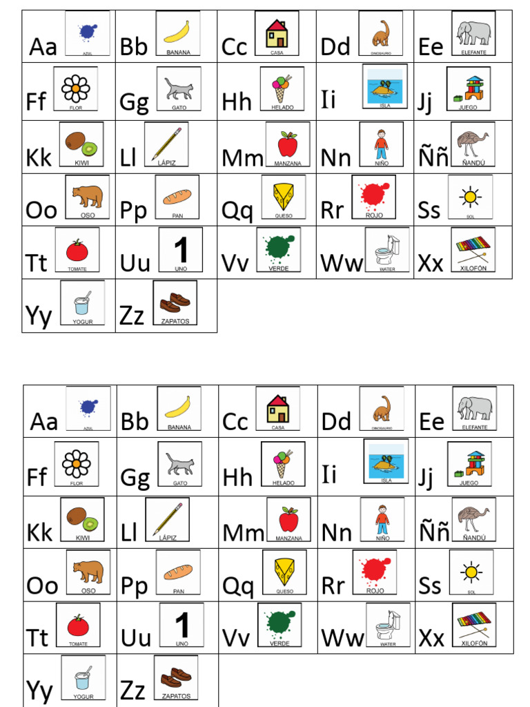 Abecedario Con Pictogramas A4 | PDF