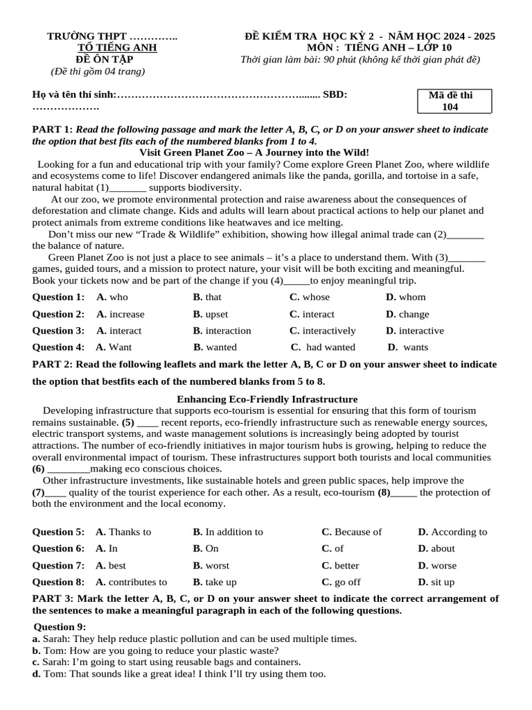 Đề Ôn E10 (4) CK2 | PDF | Sustainability | Pollution