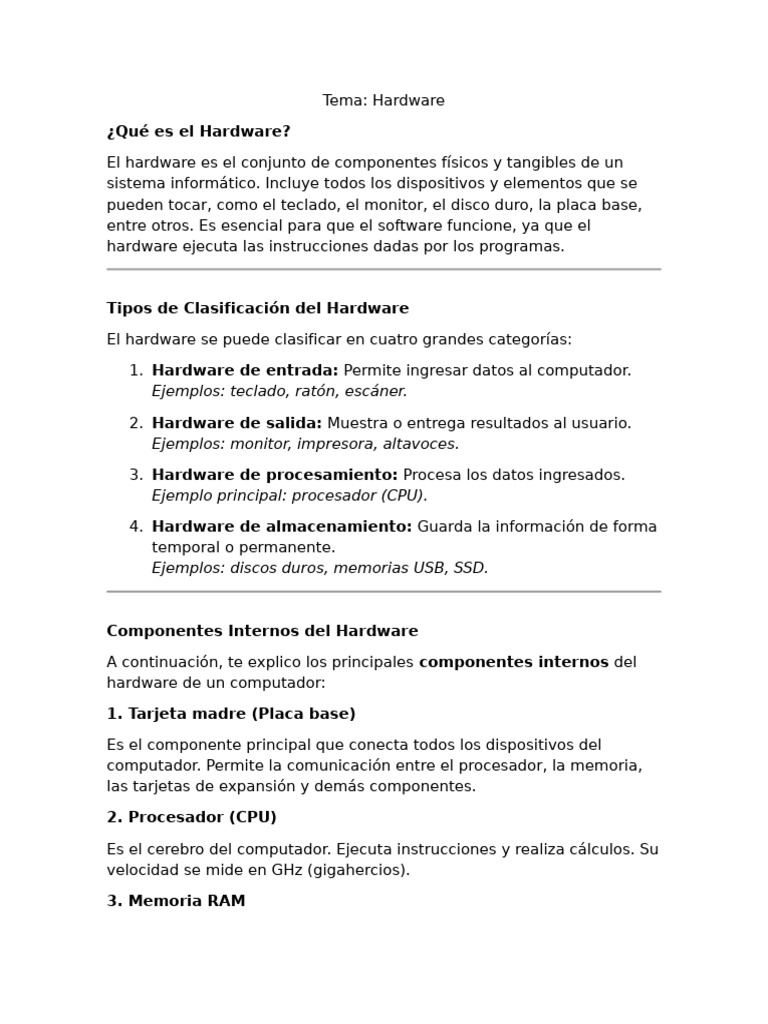 Tema Hardware 7° | PDF | Hardware de la computadora | Almacenamiento de datos de la computadora