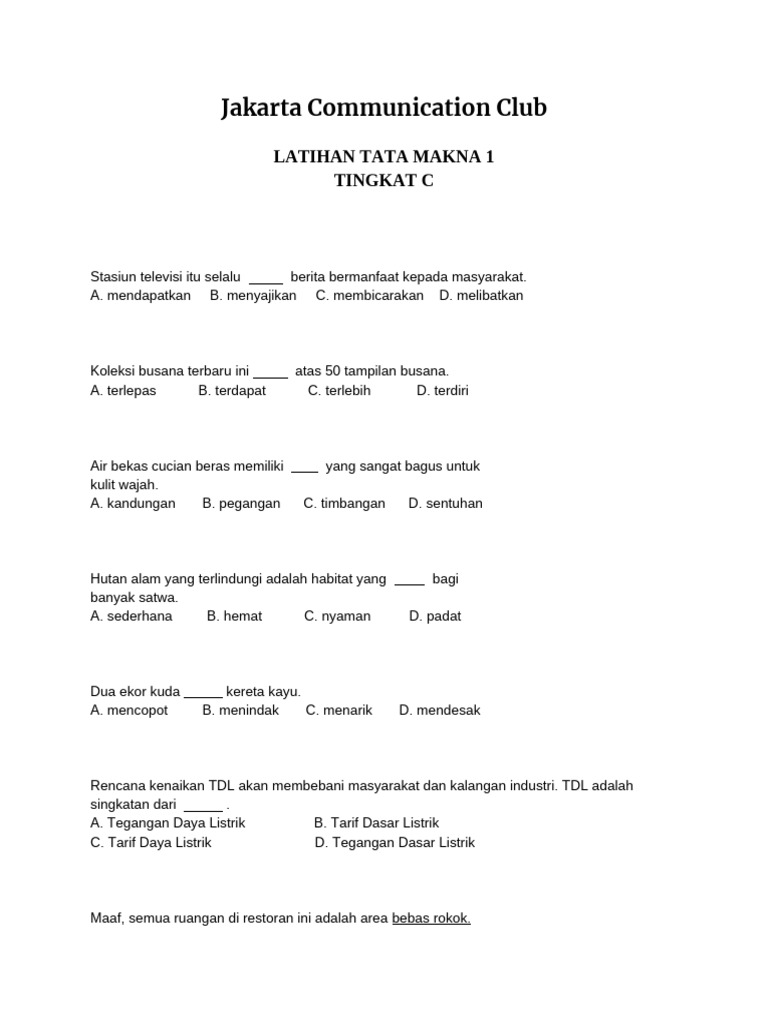 Latihan TM 1 Level C | PDF