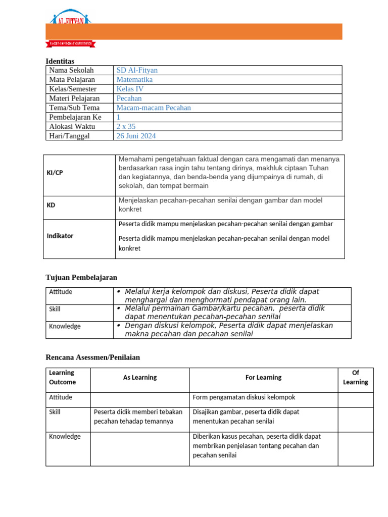 Contoh RPP Adlx-Terpadu Af 2023 | PDF