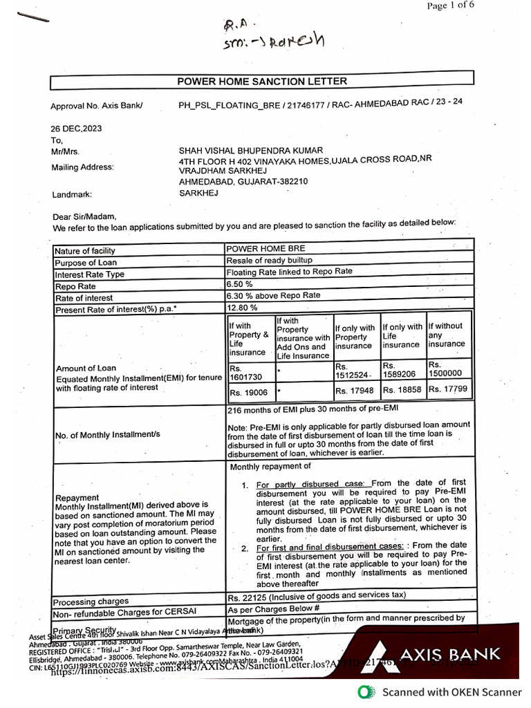 Sanction Letter | PDF