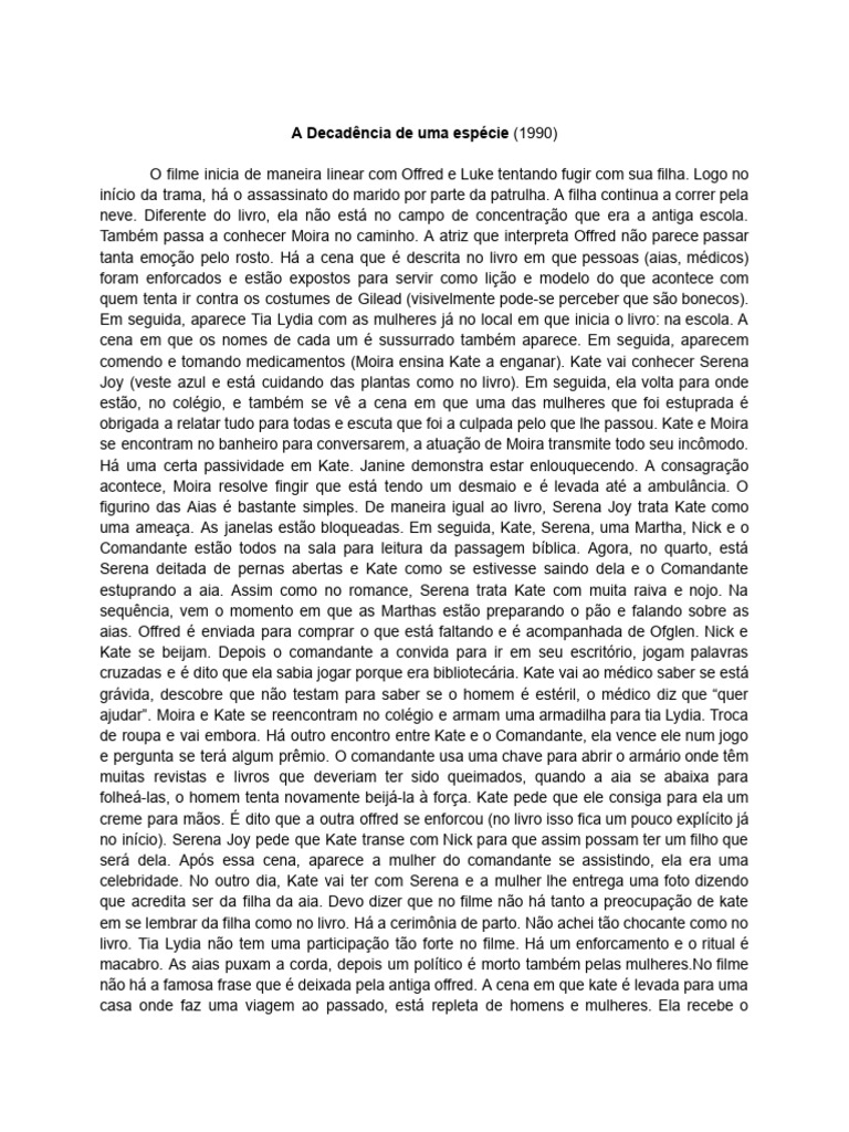 Análise da Personagem Offred em Adaptação | PDF | Narrativa
