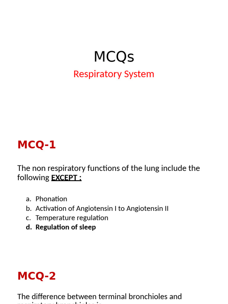 MCQs Respiratory System-2025-Answer Key | PDF | Respiratory System ...
