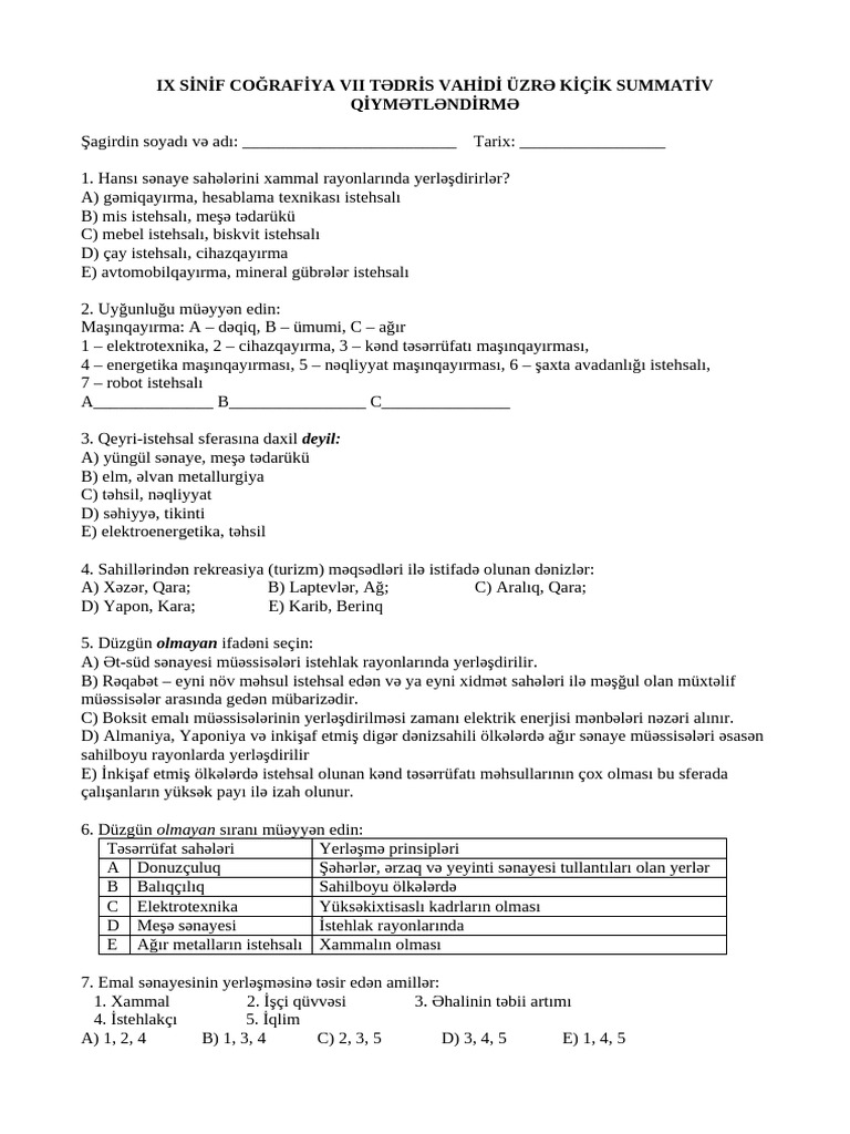 9-Cu Sinif, KSQ-7 | PDF
