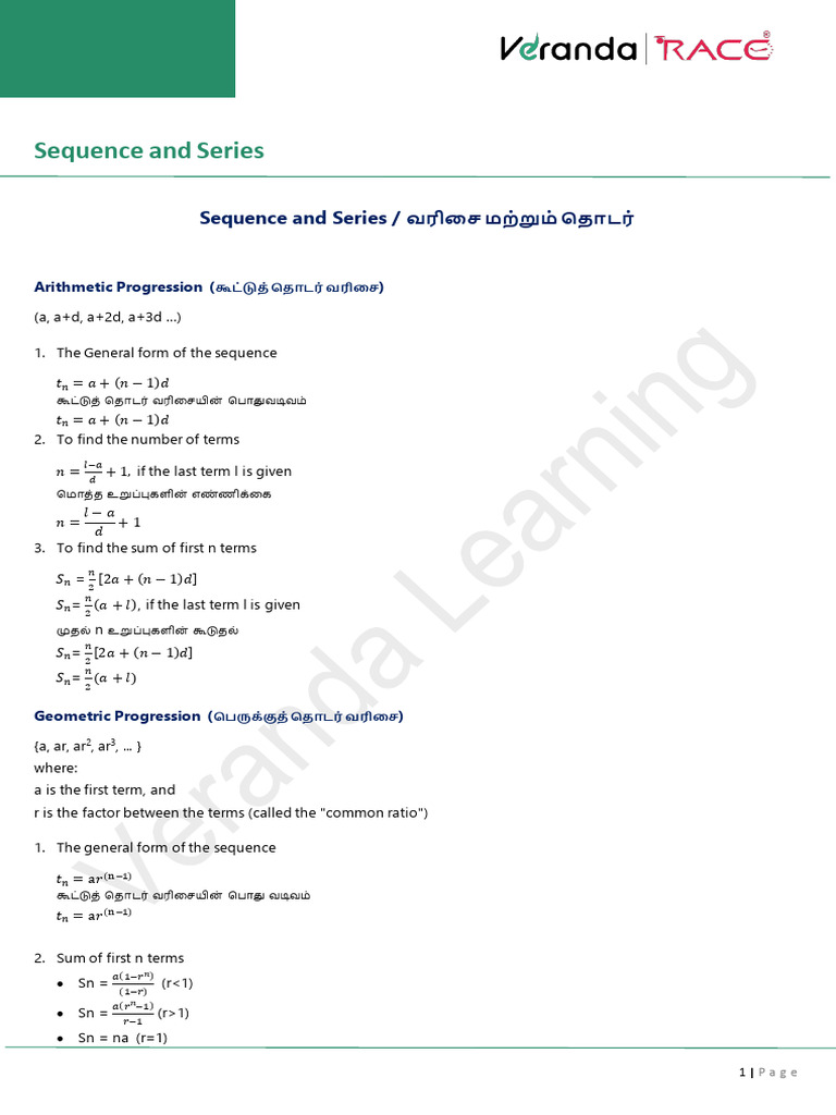 DAY 02 Sequence and Series | PDF