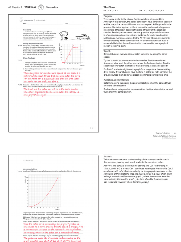 AP Physics 1 Kinematics Workbook Guide | PDF | Velocity | Acceleration