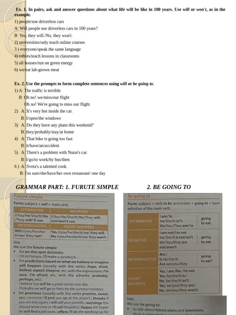 Will or Be Going To - Explanation Presentation | PDF