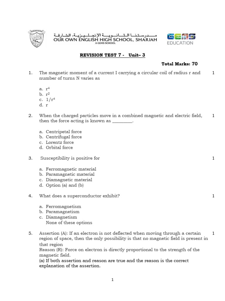 Magnetic Properties and Forces Quiz | PDF | Magnetic Field | Magnetism