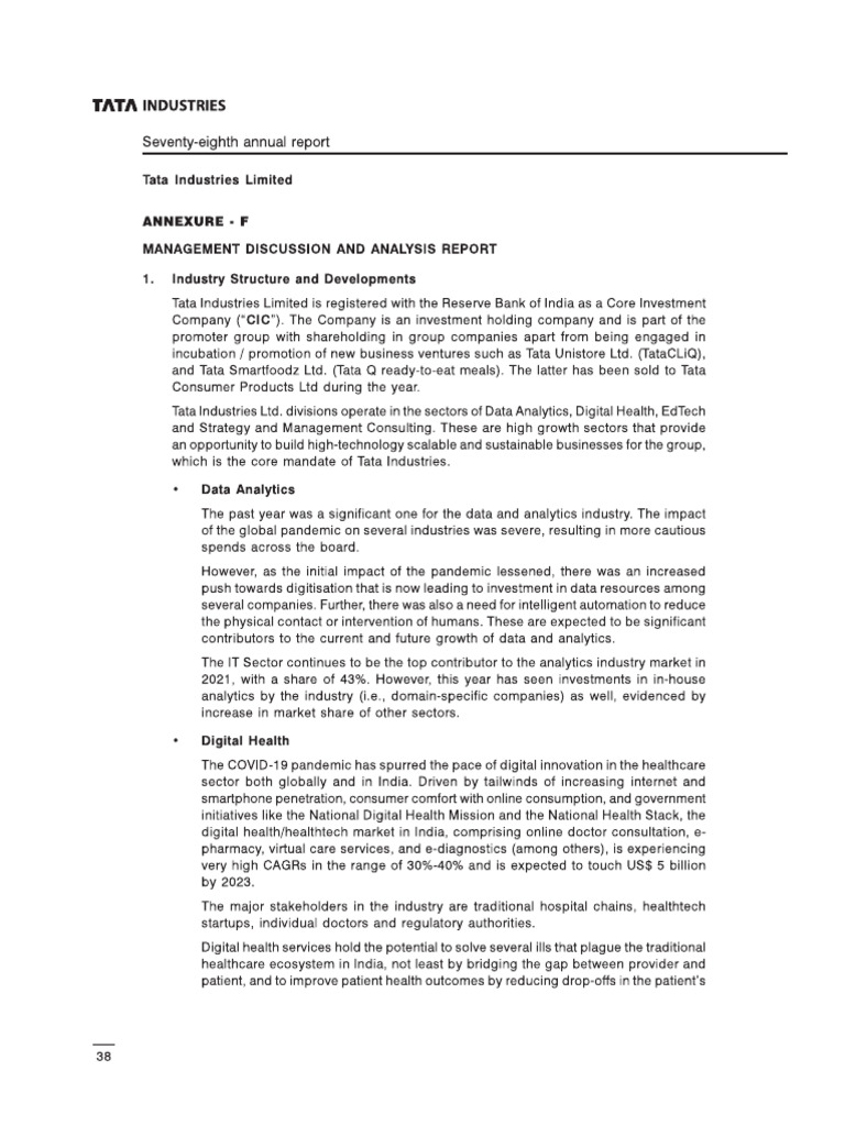 Tata Industry Analysis Report | PDF