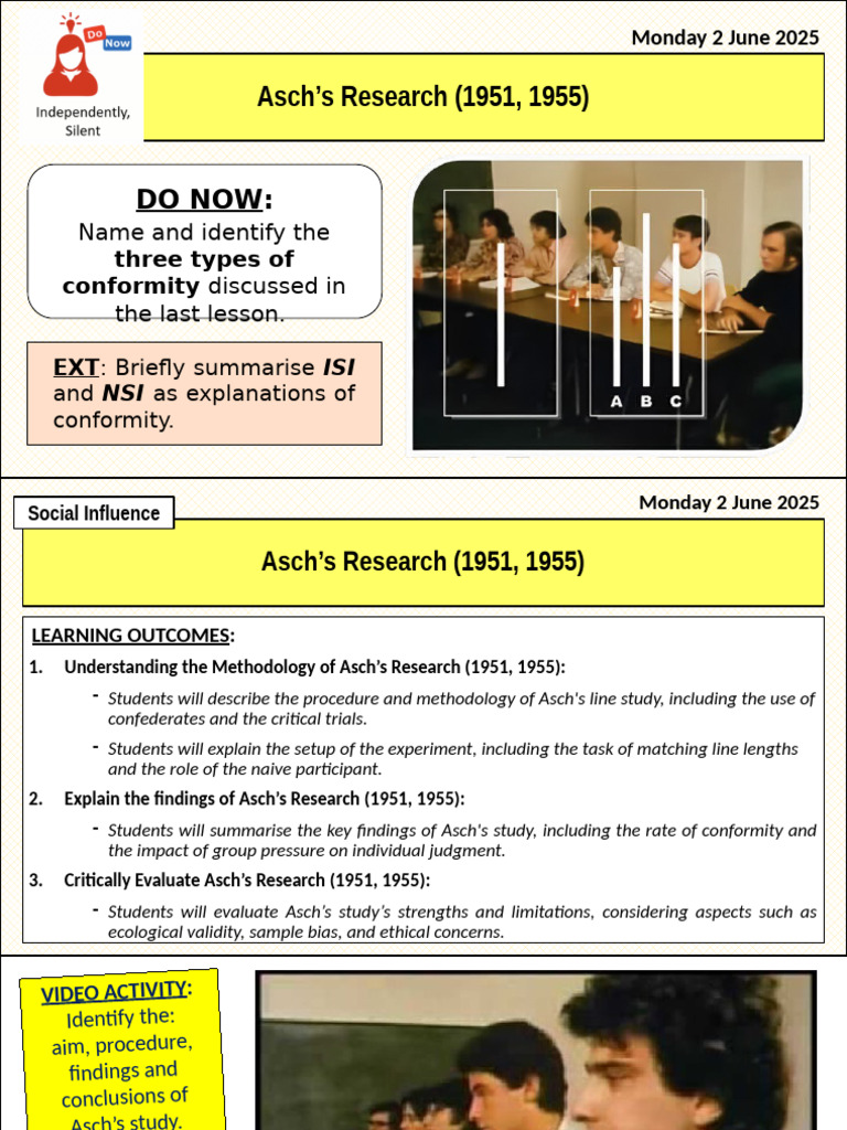 Asch's Conformity Study Overview and Evaluation | PDF | Conformity ...