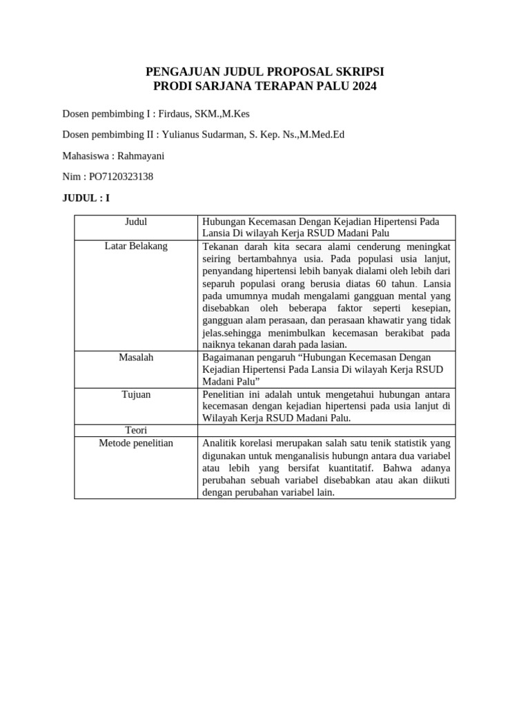 Pengajuan Judul Proposal Skripsi | PDF