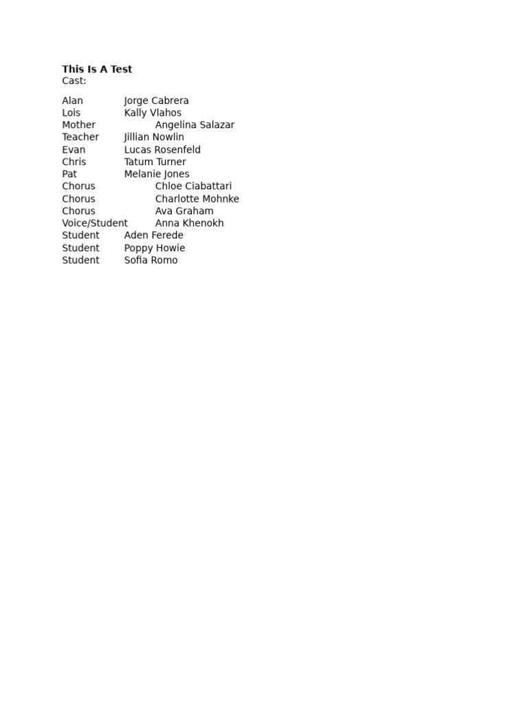 This Is A Test Cast List | PDF