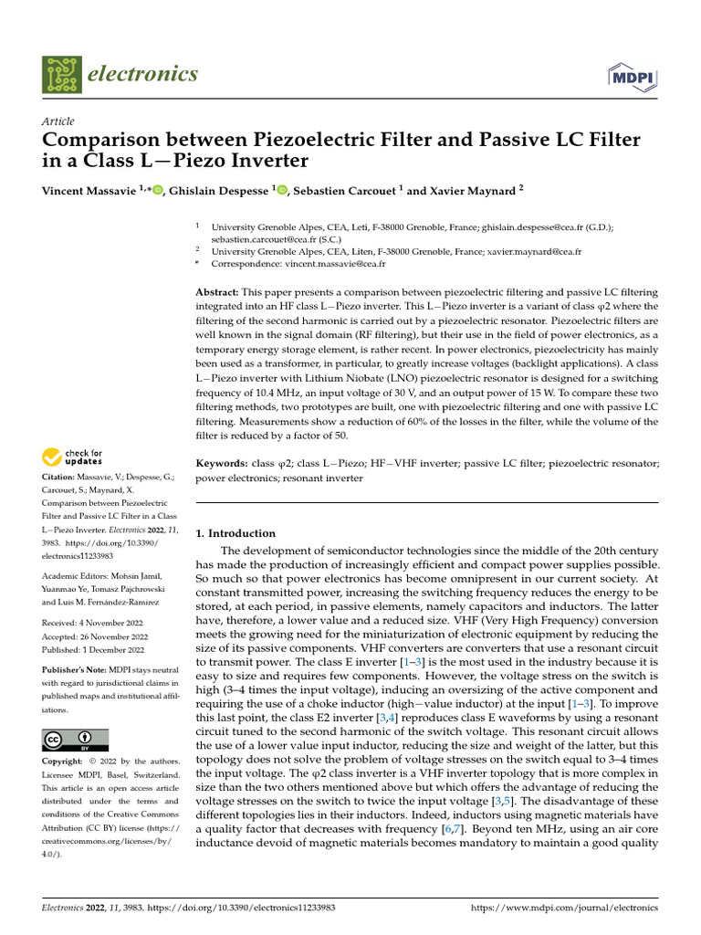 Comparison Between Piezoelectric Filter and Passive LC Filter | PDF ...