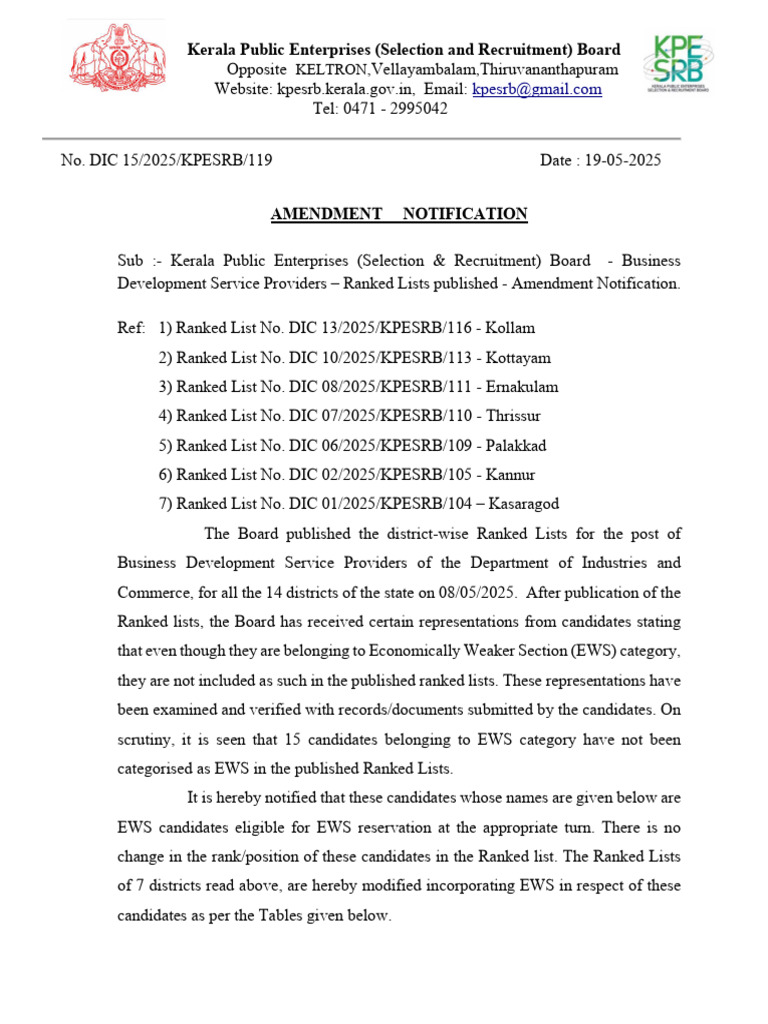 Bdsps Ews Amendment Notification | PDF | Affirmative Action | Empowerment