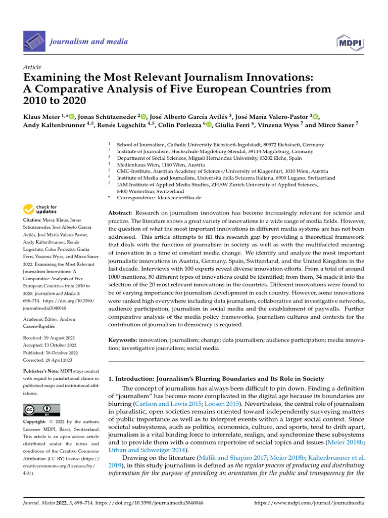 Las Innovaciones Periodísticas Más Relevantes Un Análisis Comparativo ...