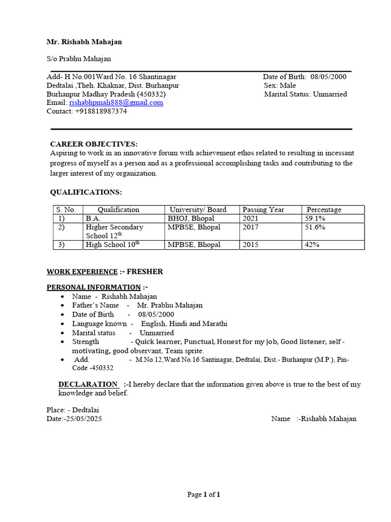 Rishabh Mahajan Resume 25-05-2025 | PDF