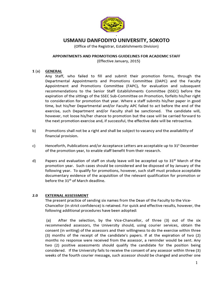 Academic Staff Promotion Guidelines | PDF | Lecturer | Thesis