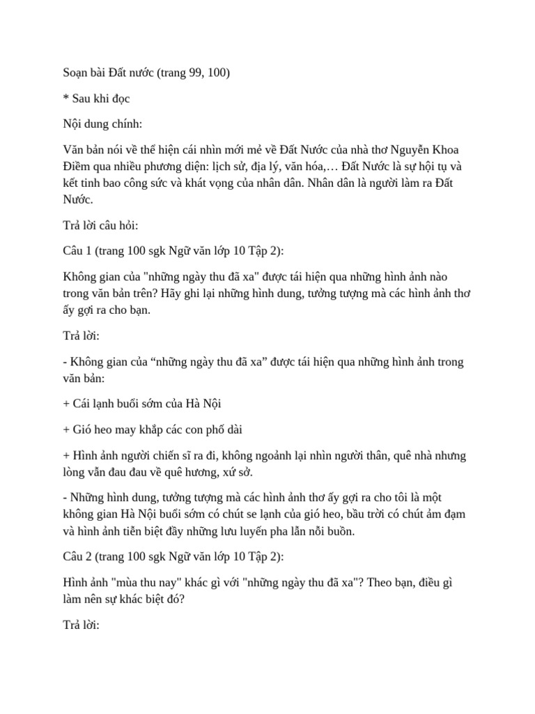 Soạn Bài Đất Nước,Thtv | PDF