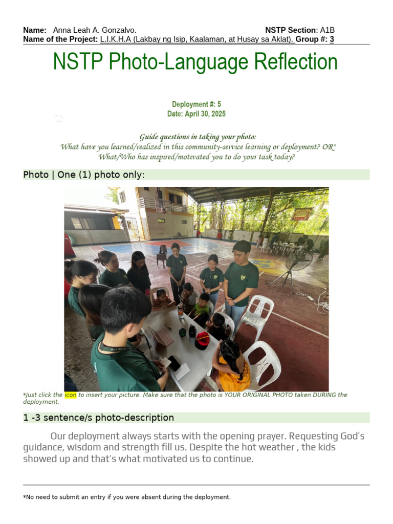 NSTP+Photo Language+Reflection+JOURNAL | PDF