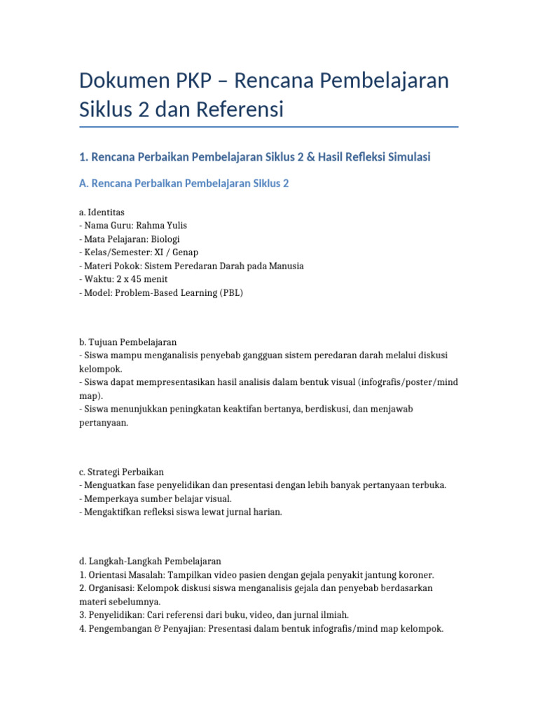 RPP Siklus2 Dan Referensi PKP | PDF