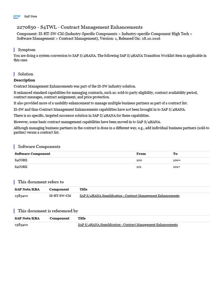 S4TWL - Contract Management Enhancements | PDF