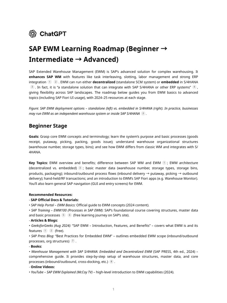SAP EWM Learning Roadmap (Beginner Intermediate Advanced) | PDF | Computing