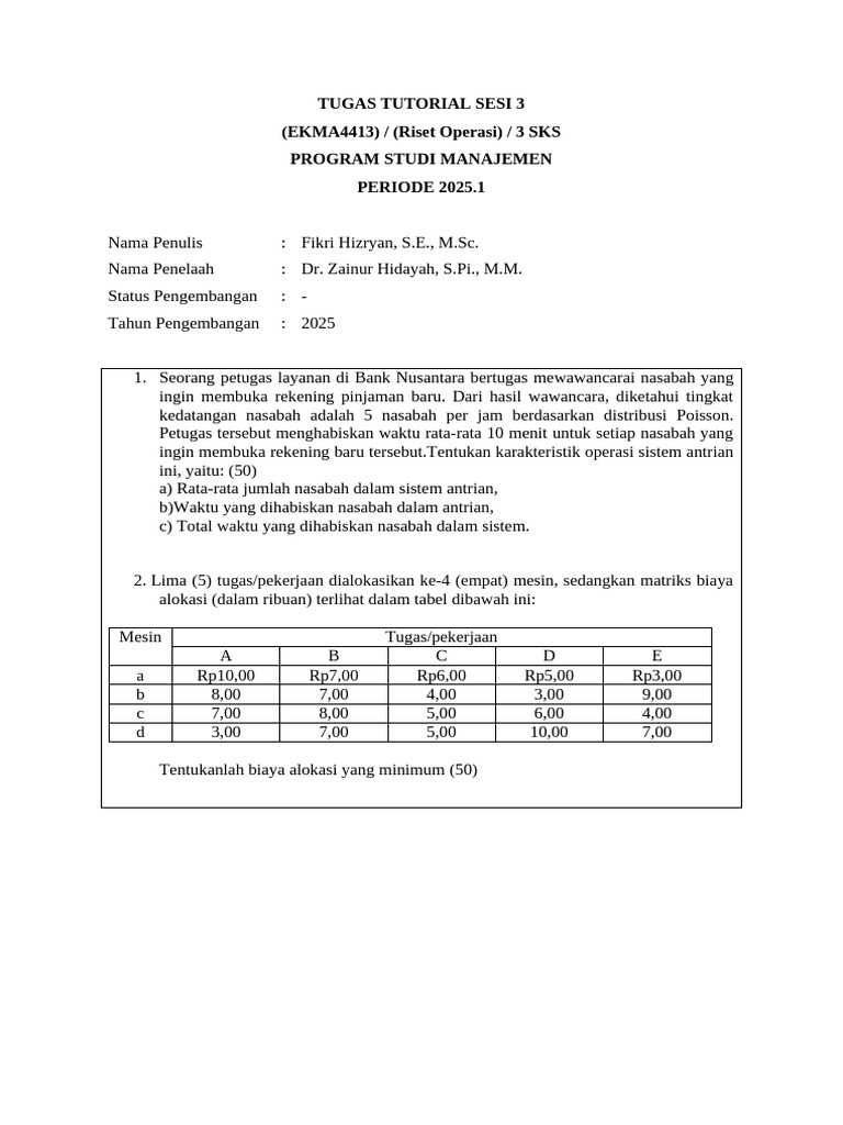 Tugas 3 Riset Operasi | PDF