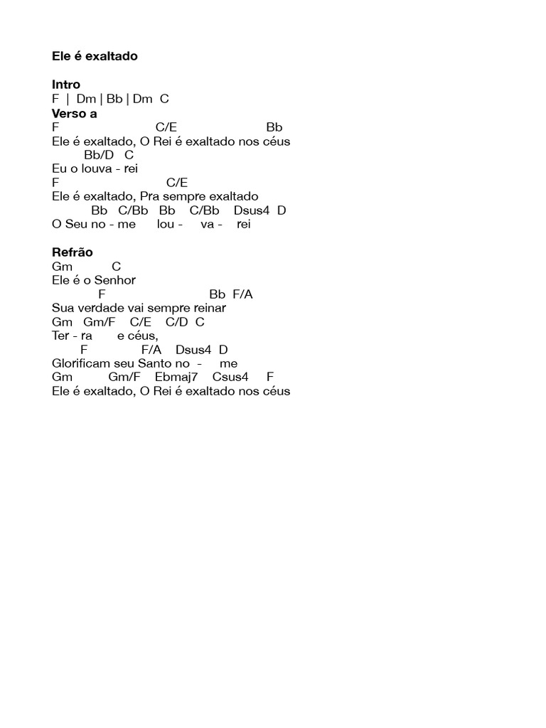 Ele é exaltado Cifra - Ad Vista A. | PDF