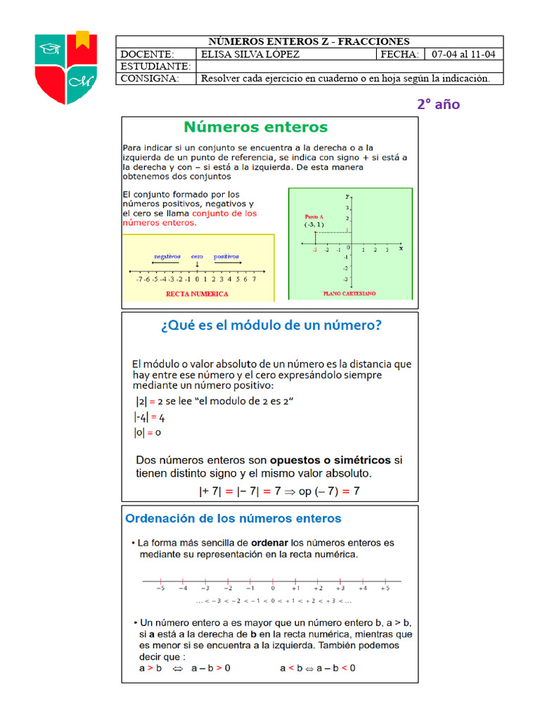 Docente: Elisa Silva López FECHA: 07-04 Al 11-04 Estudiante: Consigna ...
