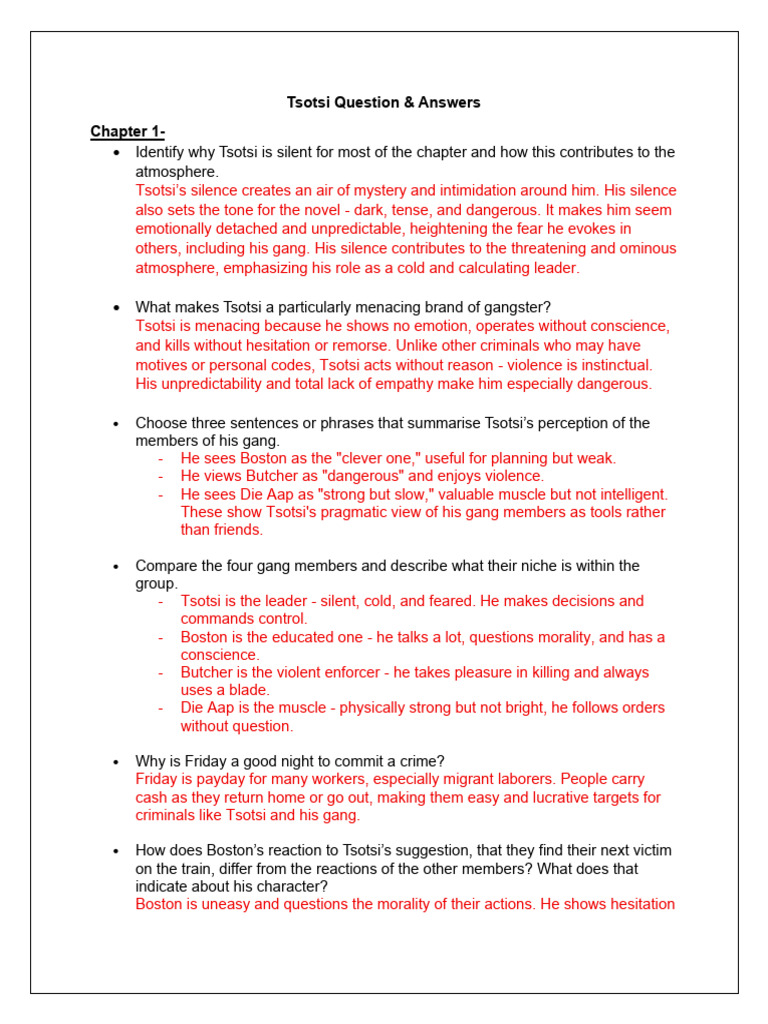 Tsotsi: Character Insights and Themes | PDF | Psychological Trauma ...