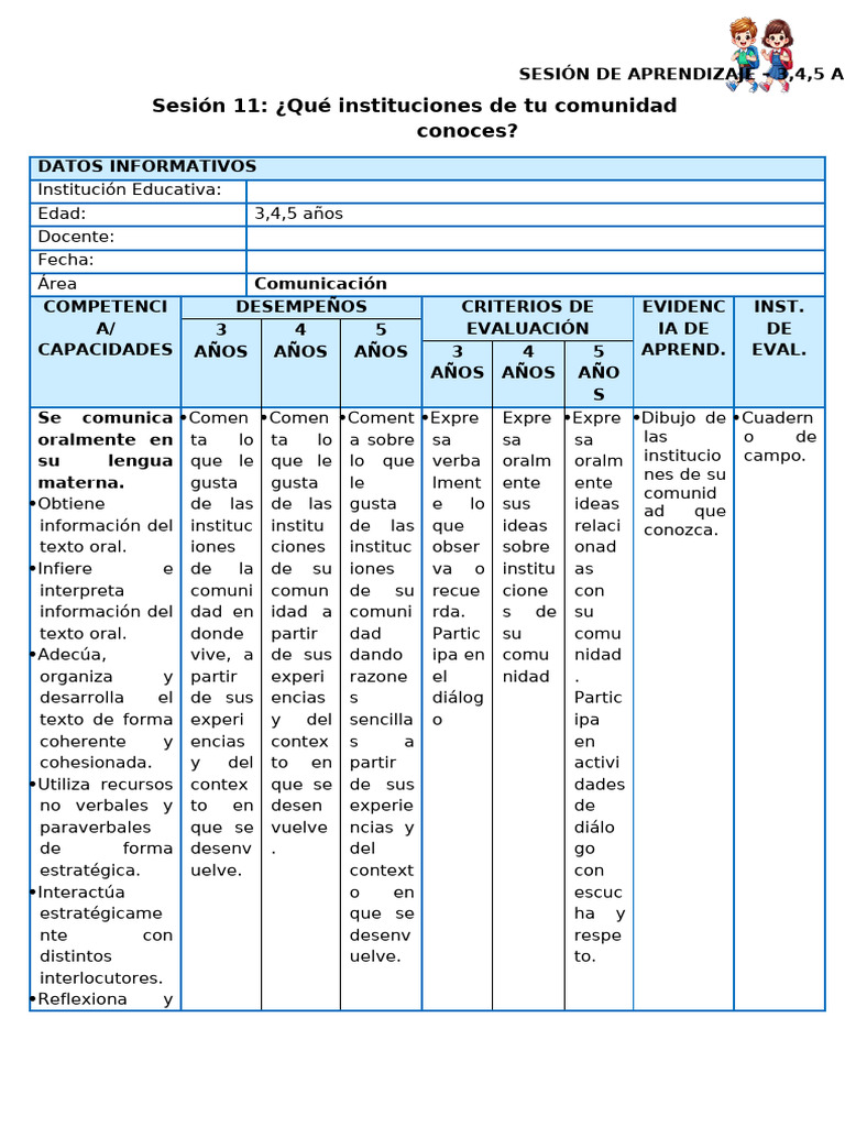 Sesión 3,4,5 Años Unidad 3. Sem 2 | PDF | Aprendizaje | Educación de la primera infancia