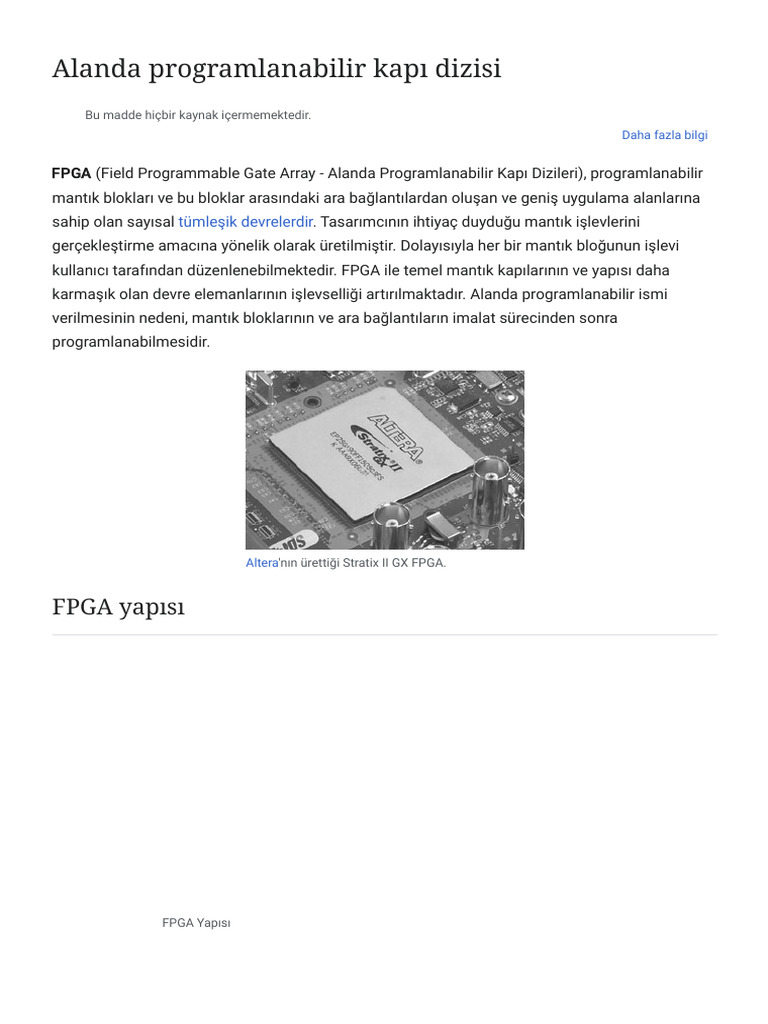 Alanda Programlanabilir Kapı Dizisi - Vikipedi | PDF