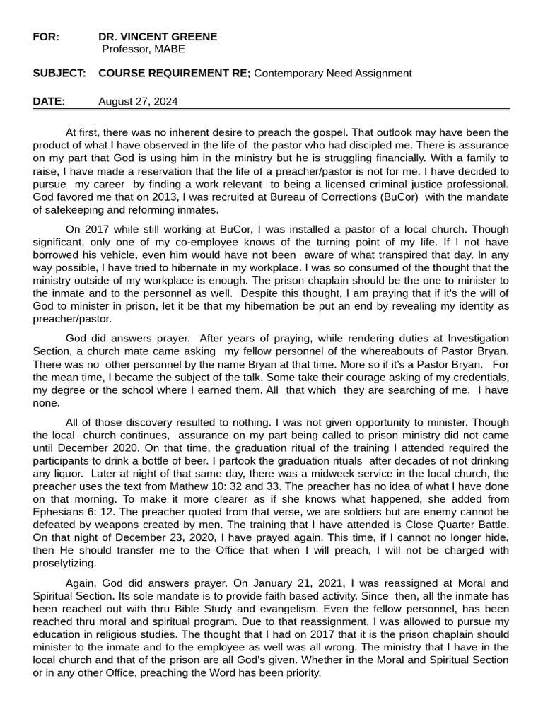 Contemporary Need Assingment | PDF