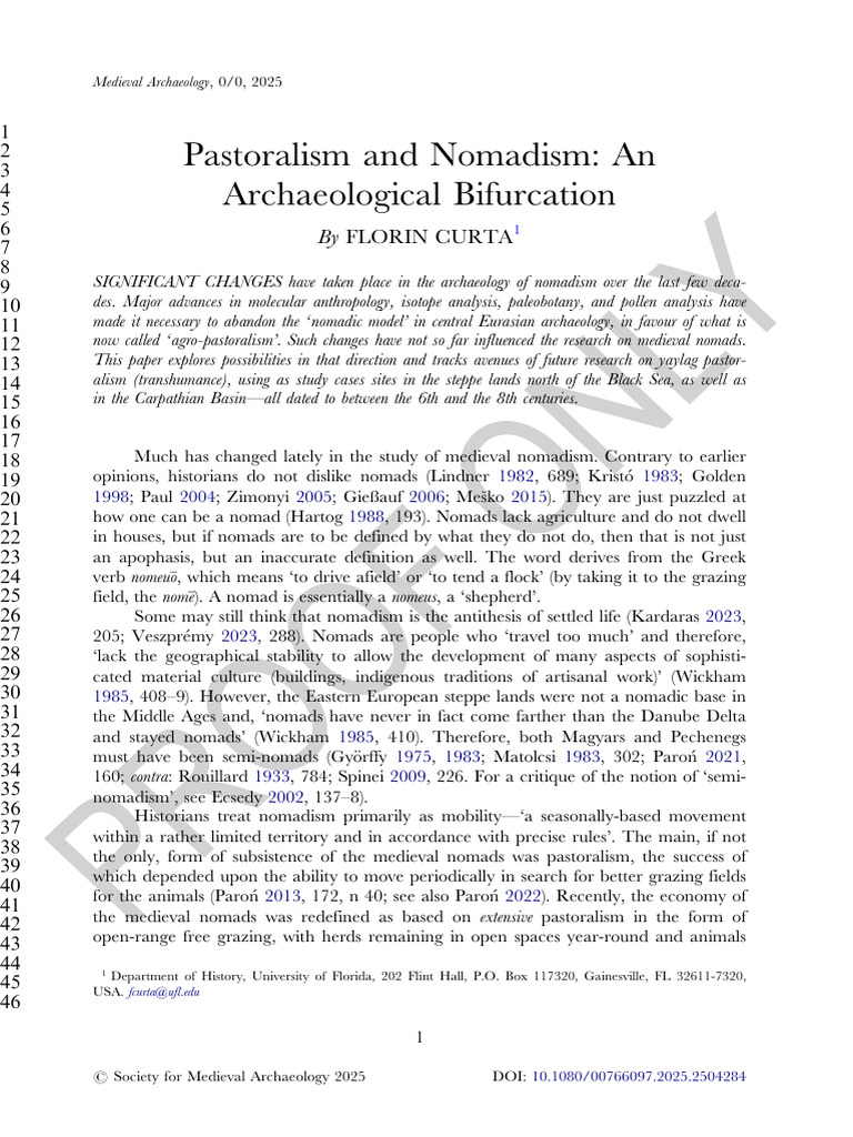 Pastoralism and Nomadism An Archaeologic | PDF | Nomad | Pastoralism
