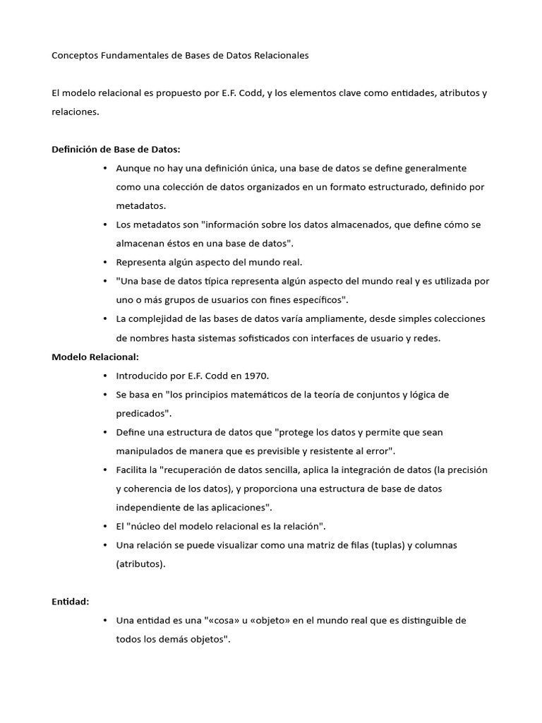 Base de Datos - 1 | PDF | Bases de datos | Modelo relacional