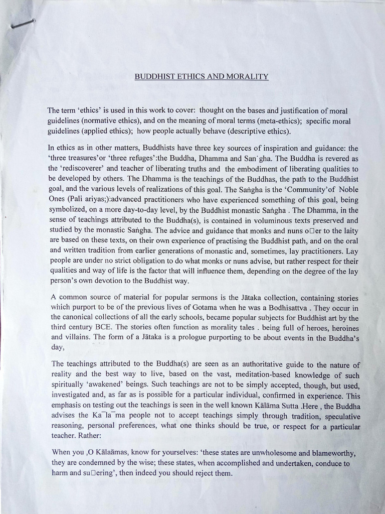 Buddhist Ethics and Morality | PDF