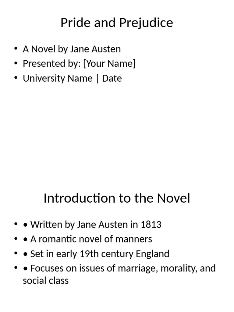 Pride and Prejudice Presentation | PDF