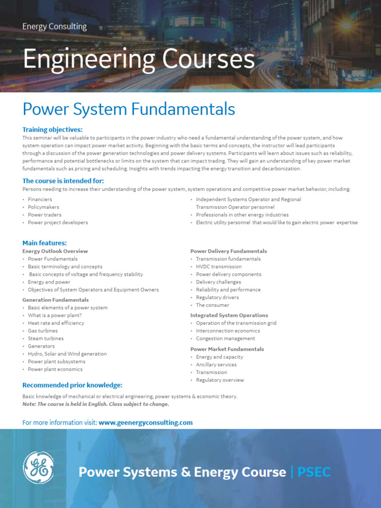 PSEC Power System Fundamentals FINAL | PDF | Electricity Generation | Electric Power Transmission
