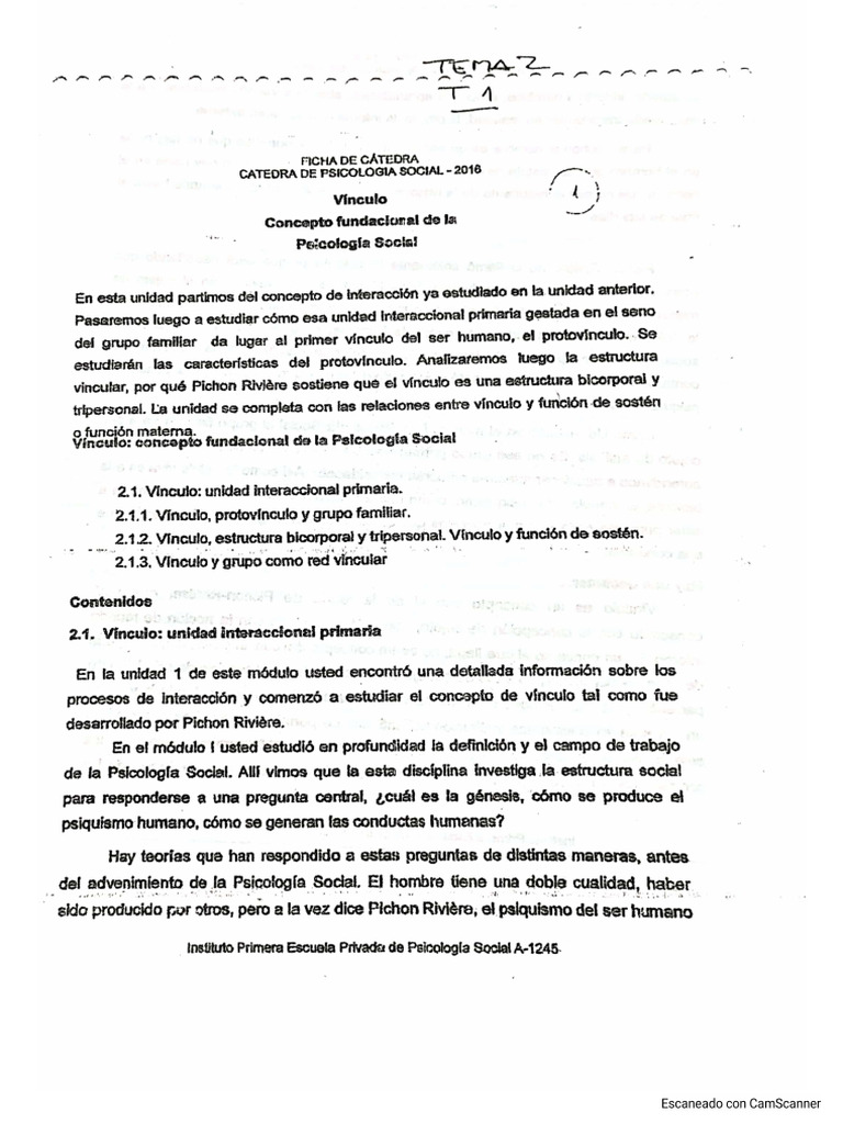 Ficha V-Nculo. Psicolog-A Social | PDF