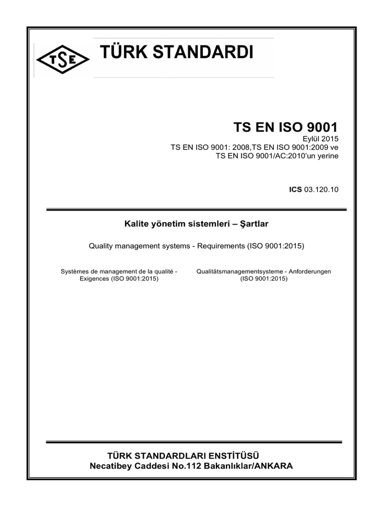 TS en Iso 9001 | PDF