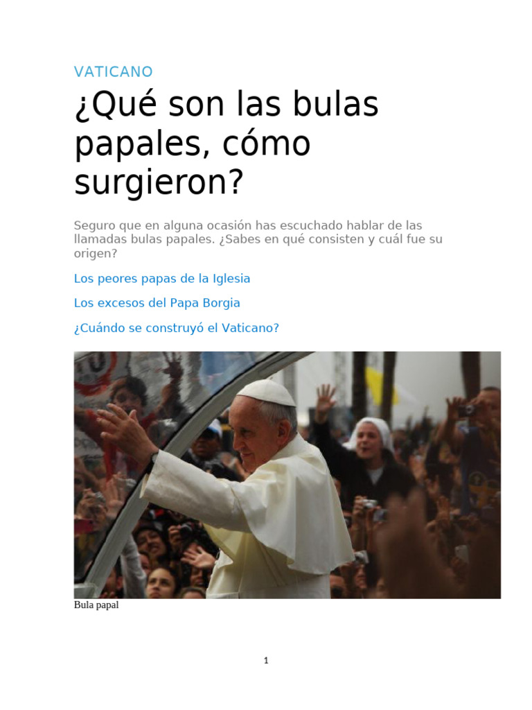 Significado y origen de las bulas papales | PDF | Papa | Iglesia Católica