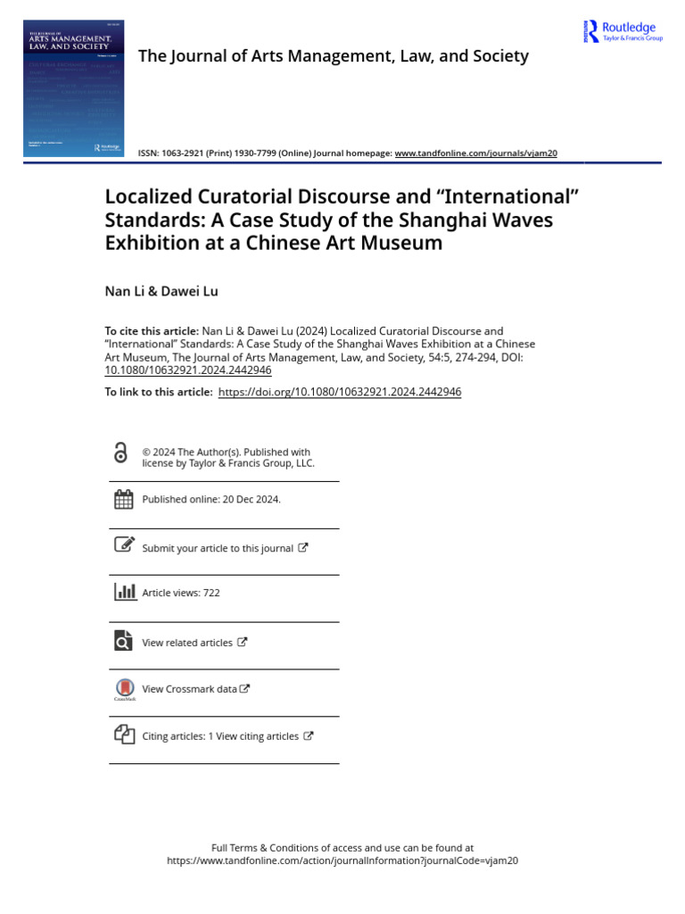 Localized Curatorial Discourse and International Standards A Case Study ...