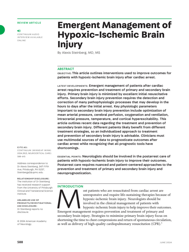 Emergent Management of Hypoxic Ischemic Brain.5 | PDF | Cardiac Arrest ...
