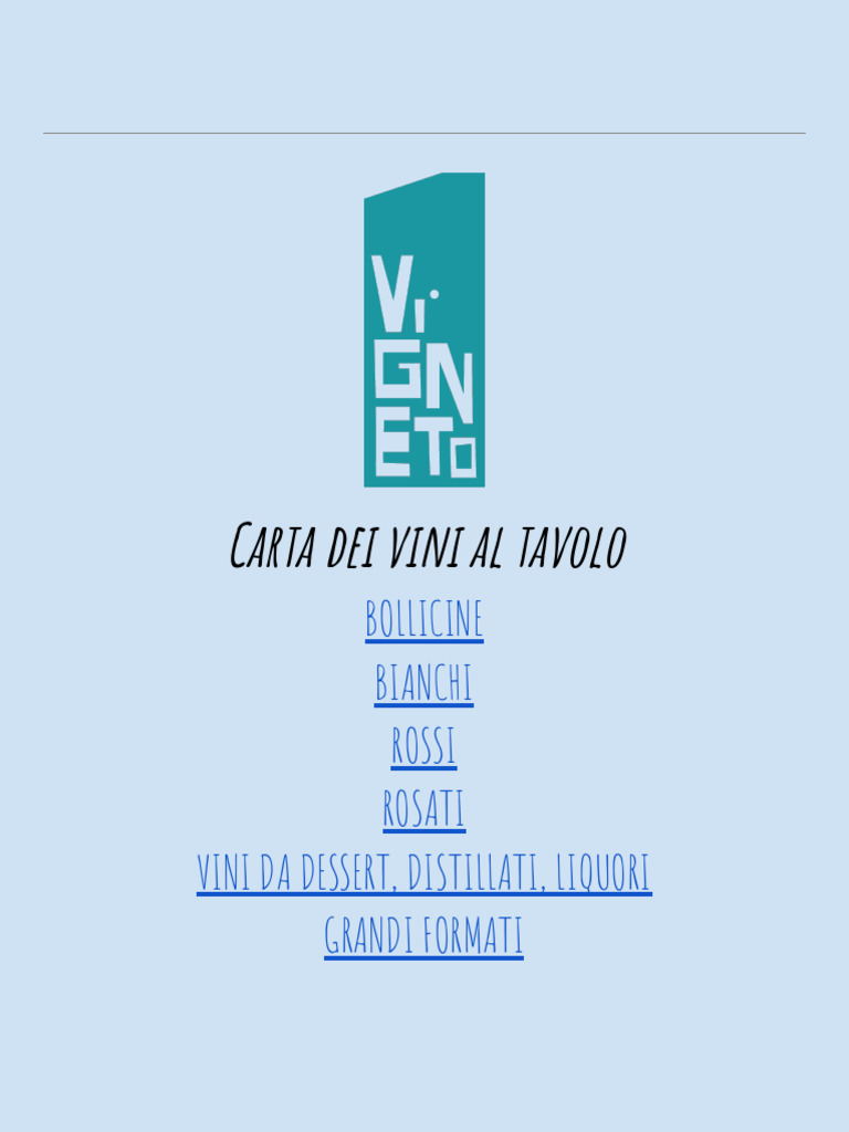 CARTA DEI VINI TAVOLO | PDF | Wine | Wine Grape Varieties