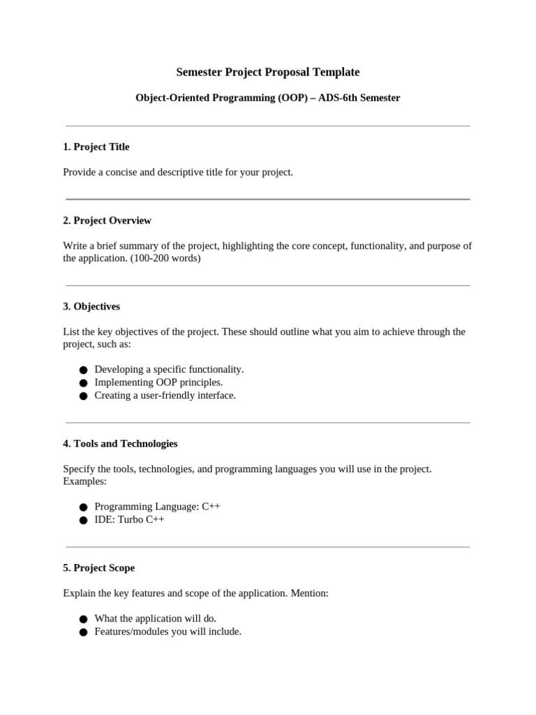 Semester Project Proposal Template For Oop - Docx831 | PDF