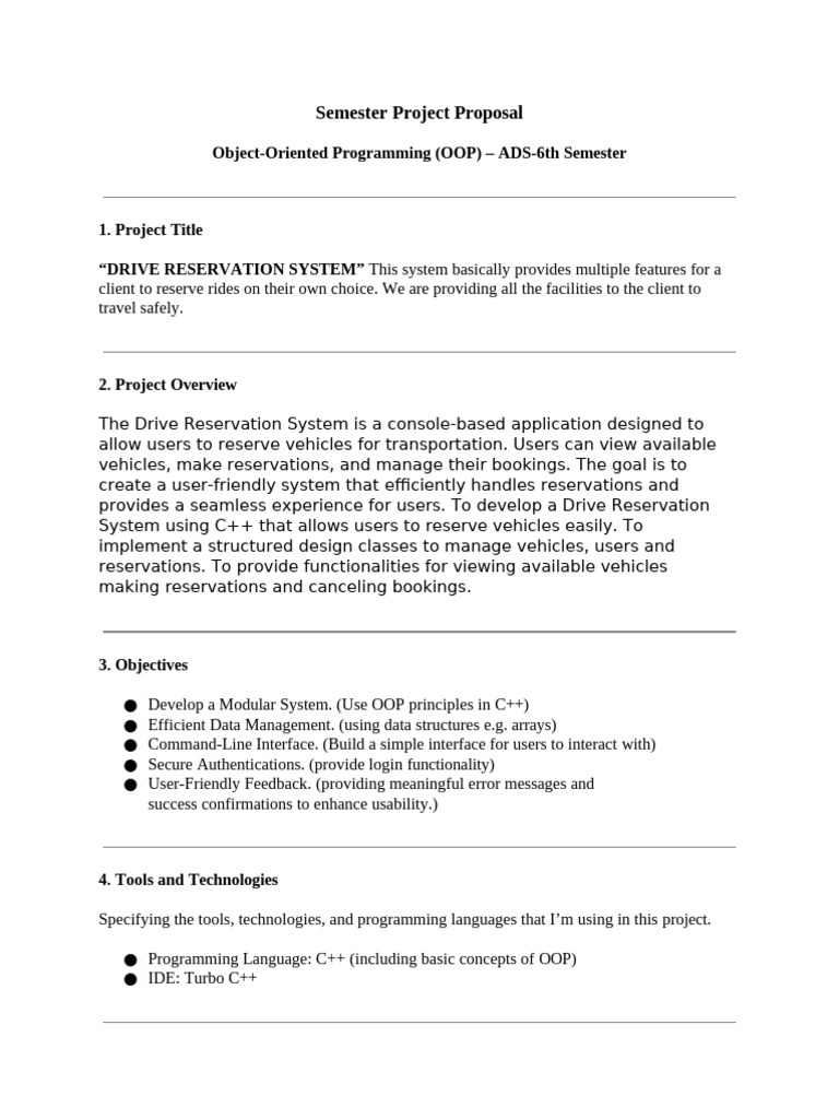 Semester Project Proposal for oop.docx493 | PDF | Object Oriented Programming | Usability