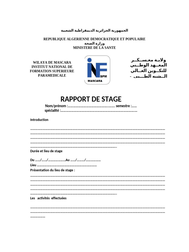 rapport stage | PDF