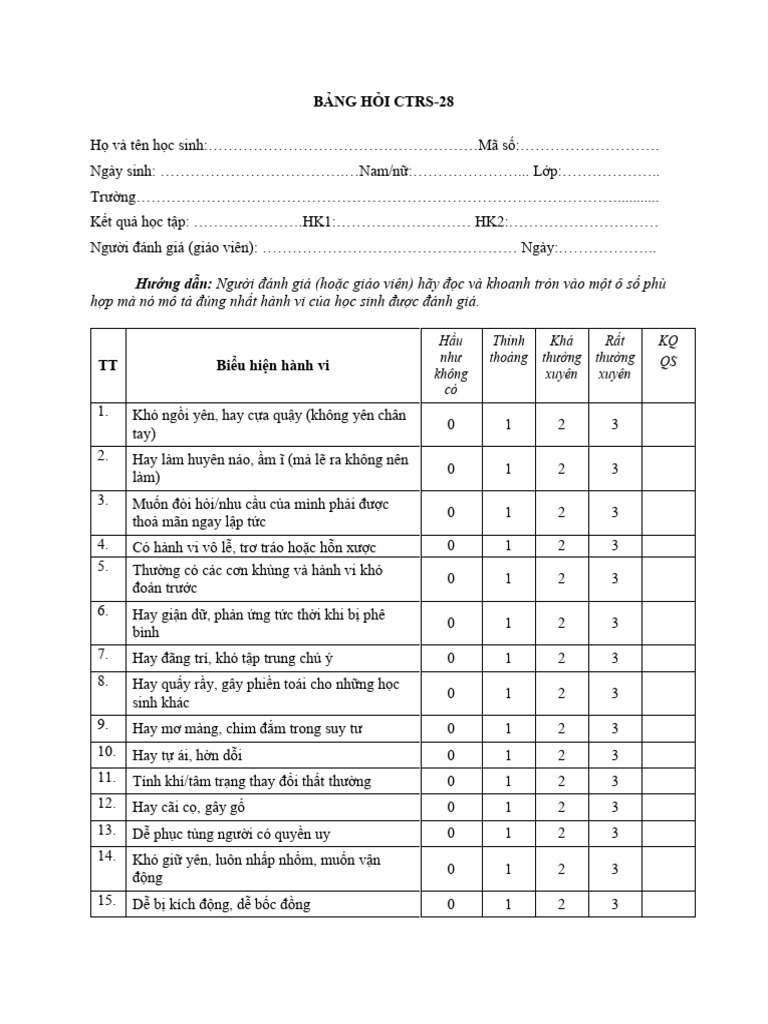 Thang Đo Hành VI CTRS | PDF